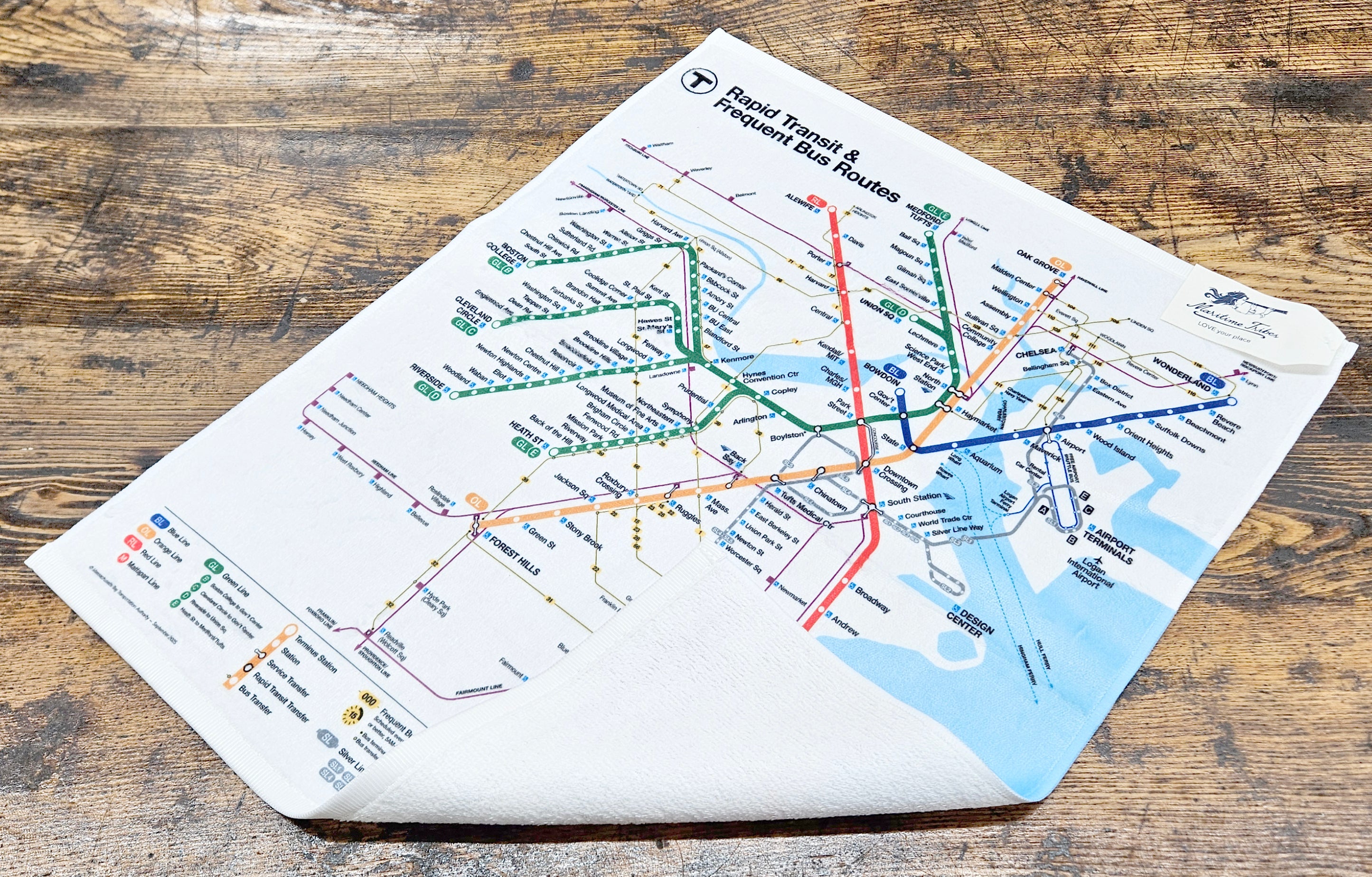 Boston MBTA Map Hand Towel – MBTAgifts