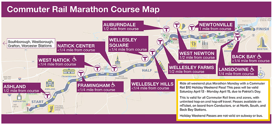 MBTA Framingham/Worcester Line Commuter Rail Marathon Course Map April ...