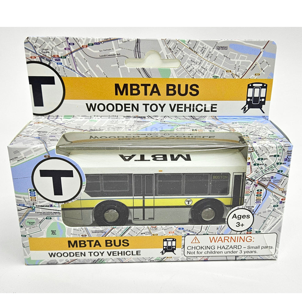 Boston MBTA Wooden Toy Bus (XDE40) (Runs on Wooden Train Tracks ...