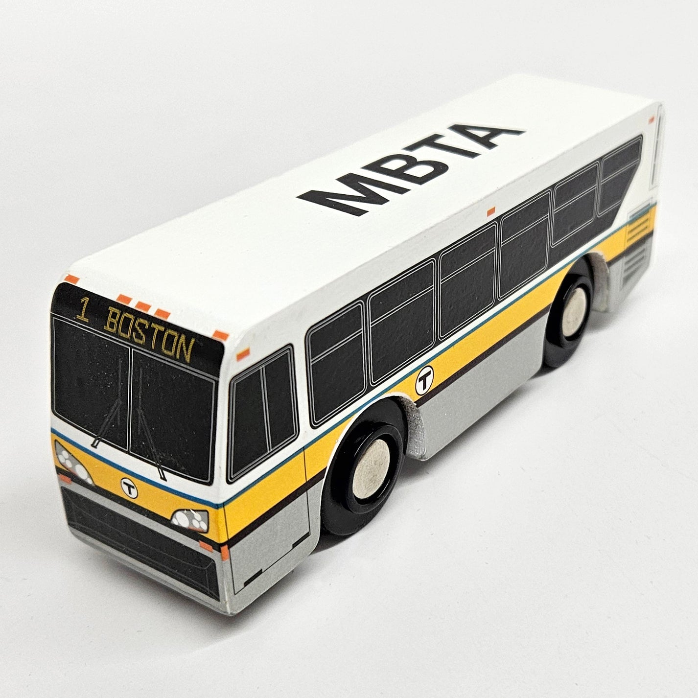 Boston MBTA Wooden Toy Bus (XDE40) (Runs on Wooden Train Tracks ...