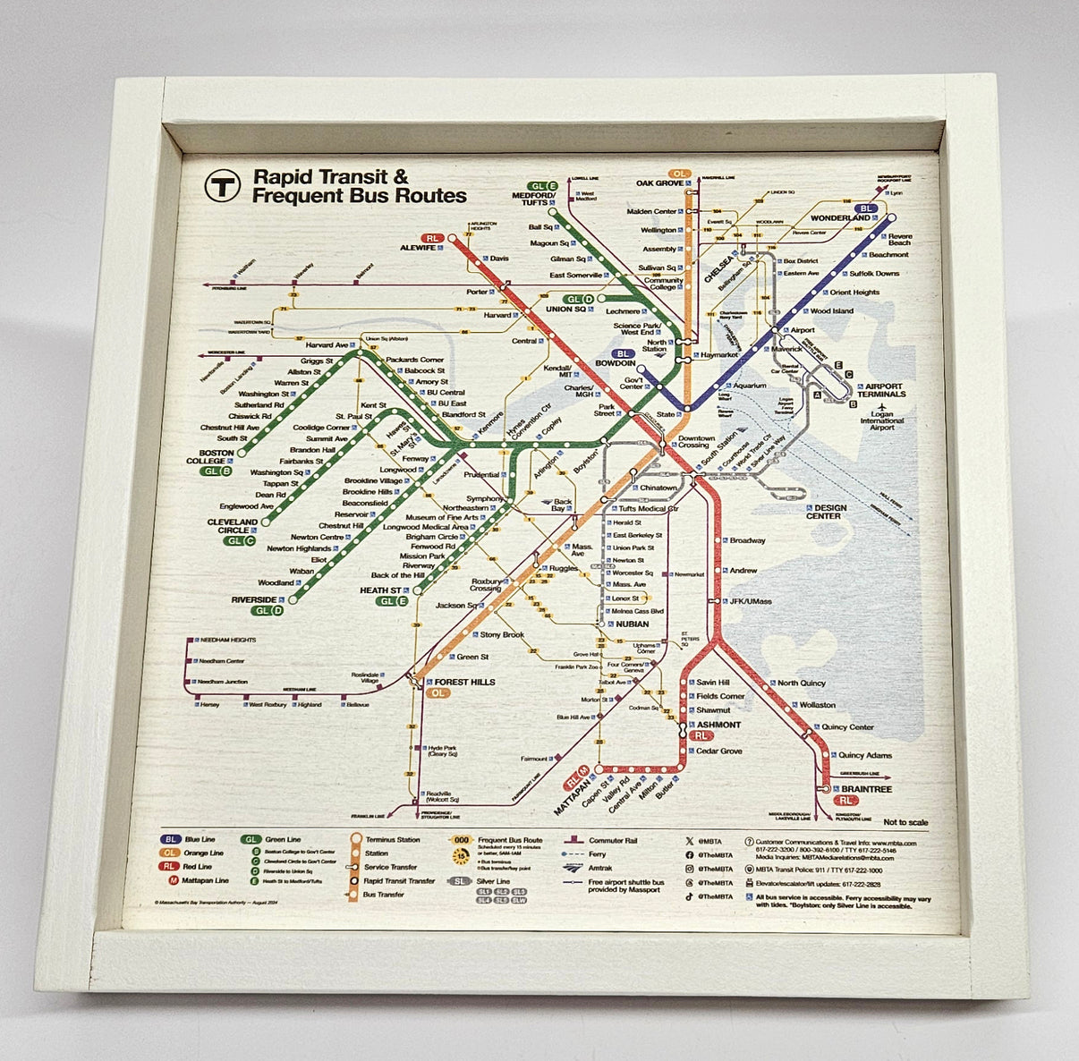 Boston MBTA Map Wood Tray/Wall Art (13"x13") – MBTAgifts