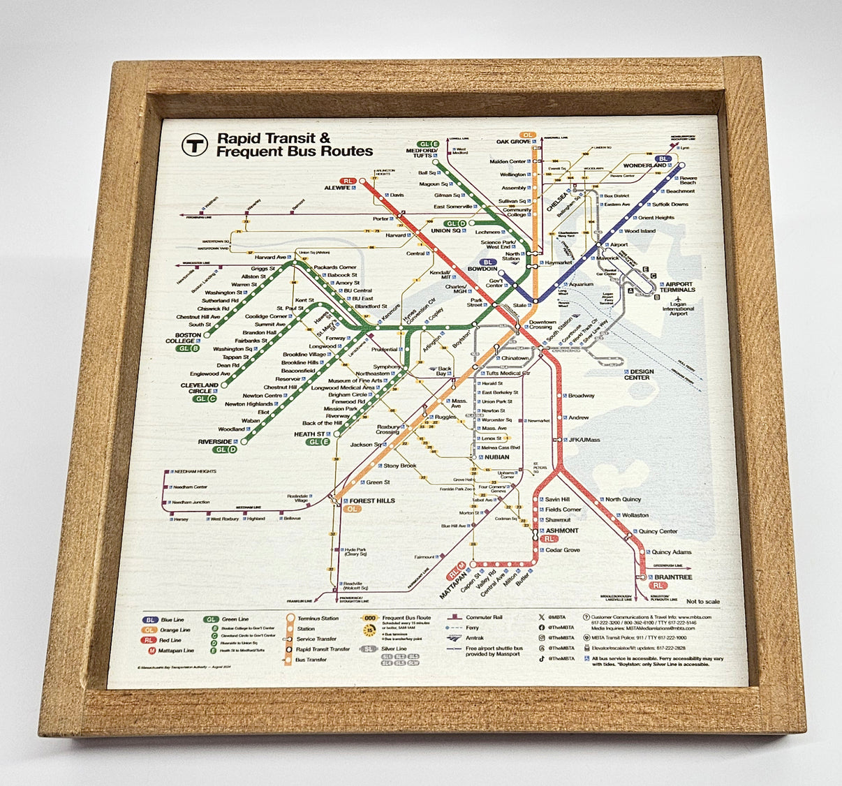 Boston MBTA Map Wood Tray/Wall Art (13"x13") – MBTAgifts