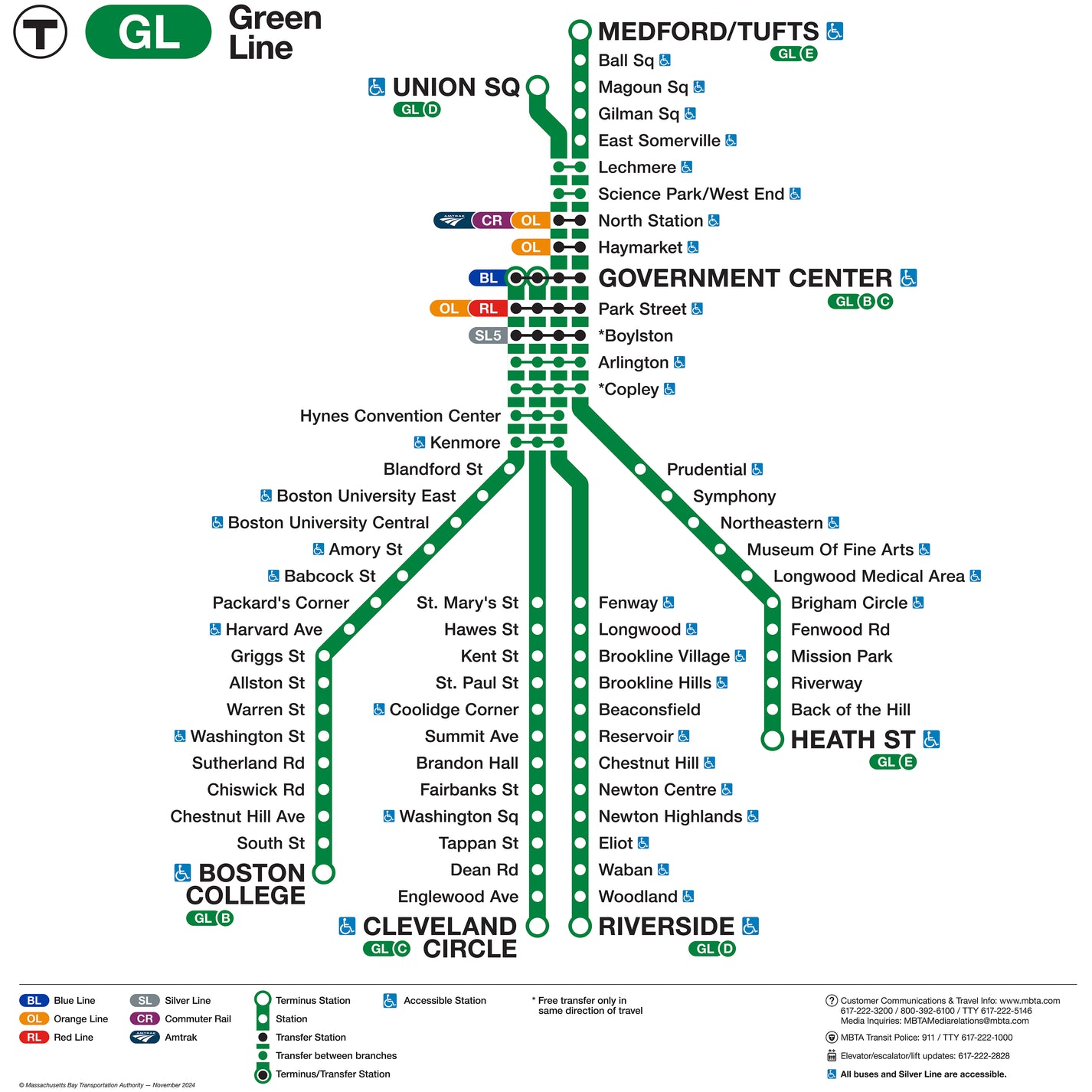 2025 MBTA Green Line Map (Station Wall Panel Format) – MBTAgifts