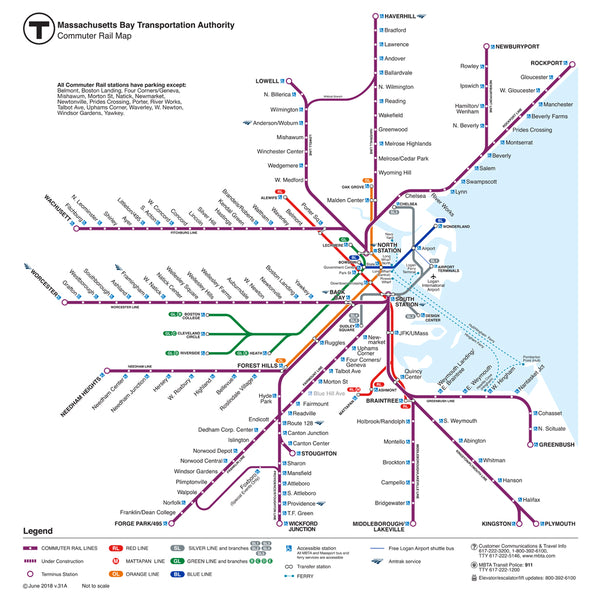 2018 MBTA Commuter Rail Map (Version 31A) – MBTAgifts