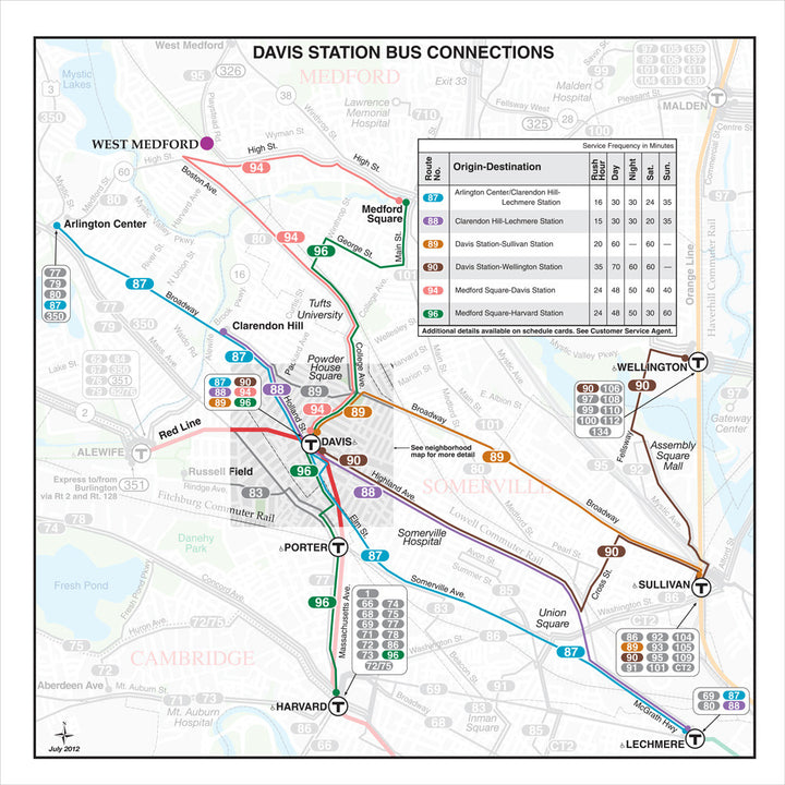 Prints: MBTA Station Bus Connections Map – MBTAgifts
