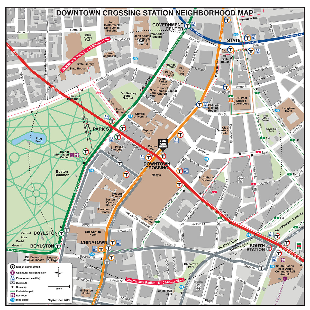 MBTA Downtown Crossing Station Neighborhood Map (Sept. 2022) – MBTAgifts
