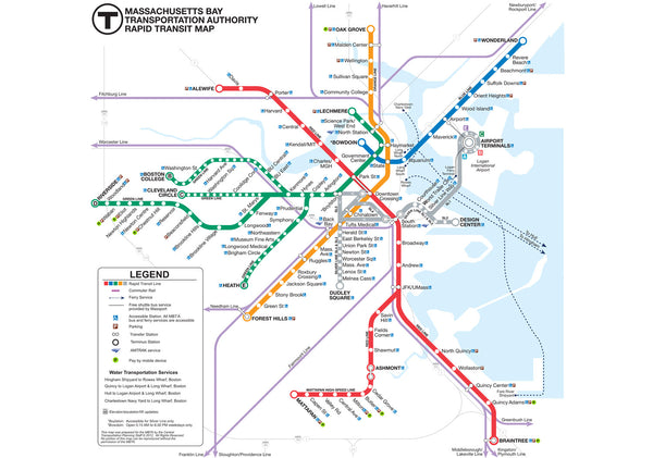 2012 MBTA Rapid Transit Map w/Commuter Rail – MBTAgifts