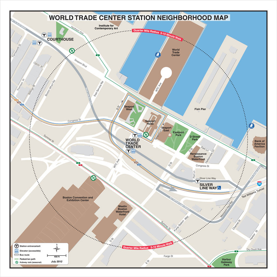 Prints: MBTA Station Neighborhood Maps – tagged "World Trade Center ...