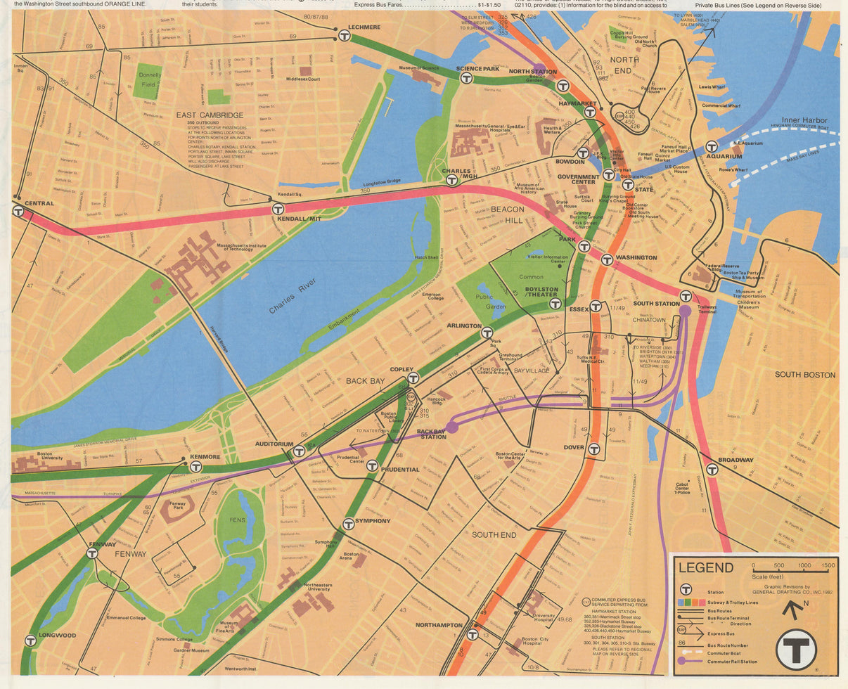 1982 MBTA System Map (Side B: Downtown Map) – MBTAgifts